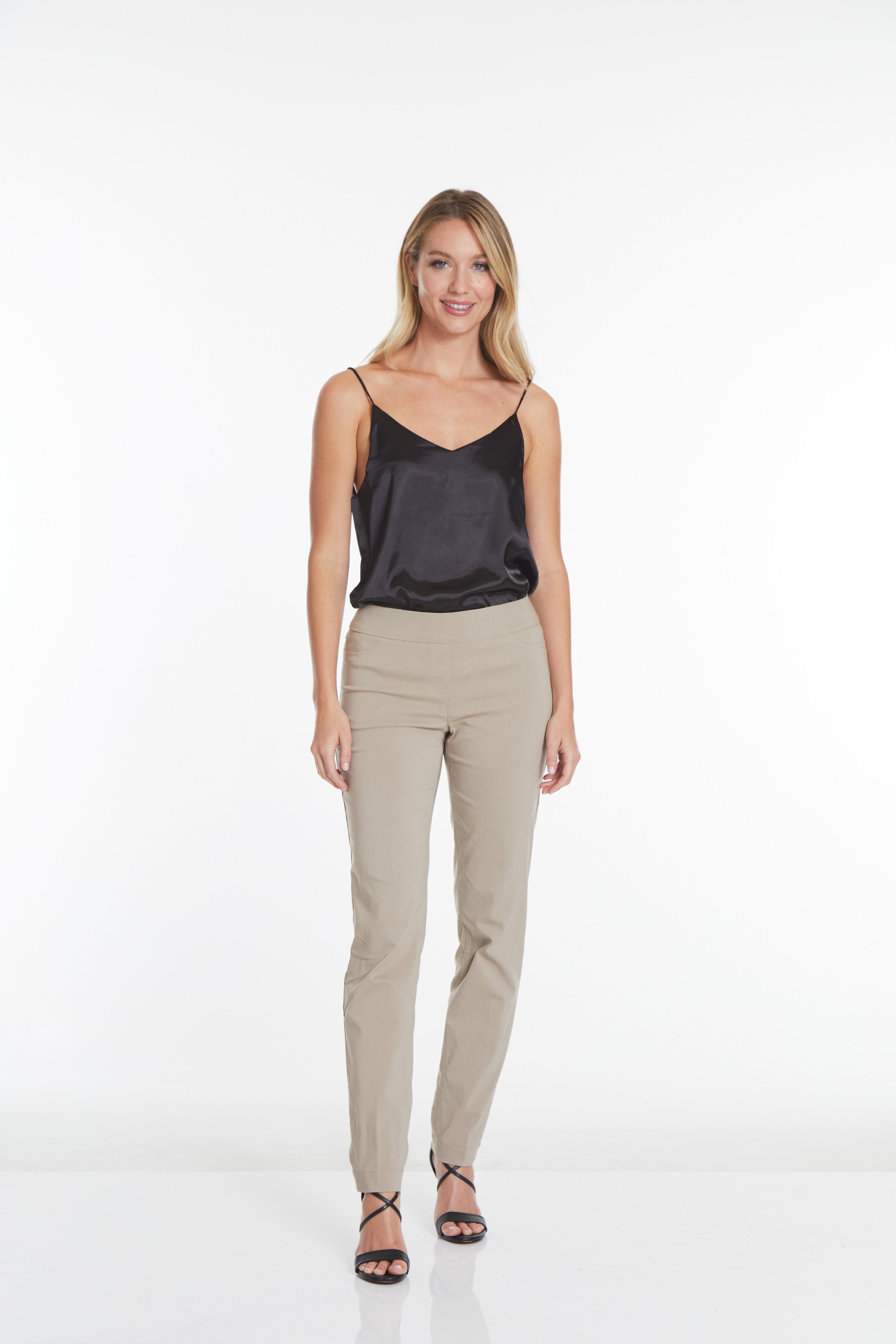 PULL ON NARROW LEG PANT - Stone – Slimsation By Multiples