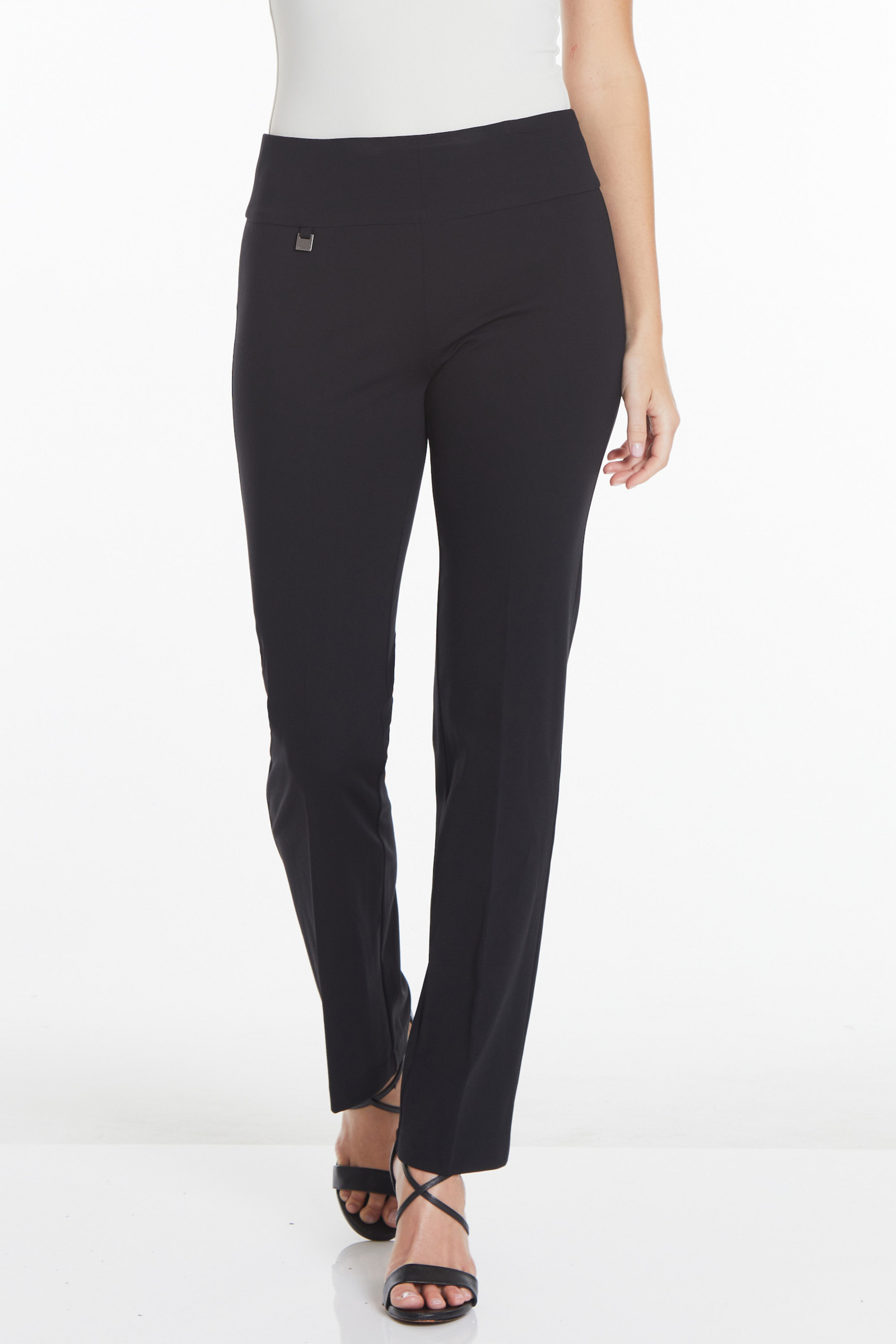 Wide Band Pull On Solid EASE-Y-Fit Knit Relaxed Pant - Black